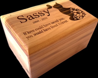 Personalized Pet Urn, Memorial Box, Dog, Cat, Walnut Wood, Custom ...