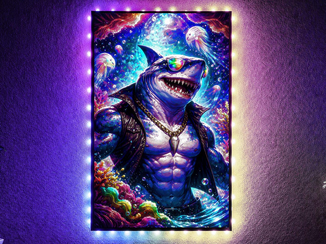 Psychedelic Shark Poster | UV Reactive Ocean Art (digital Download) - Etsy