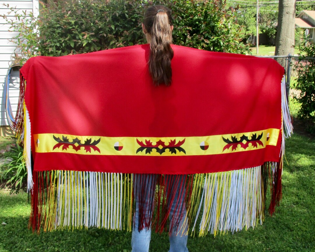 Red Ladies Dance Shawl With Fringe, Indigenous, Native Style - Etsy