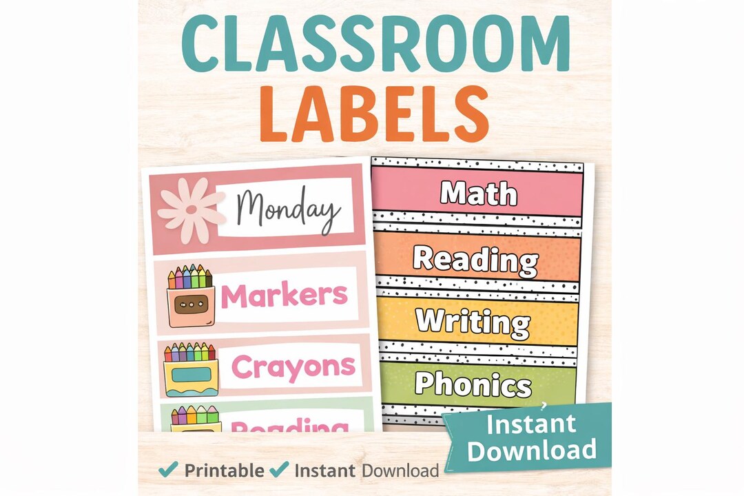 Classroom Supply Labels | Printable Teacher Decor (digital Download) - Etsy