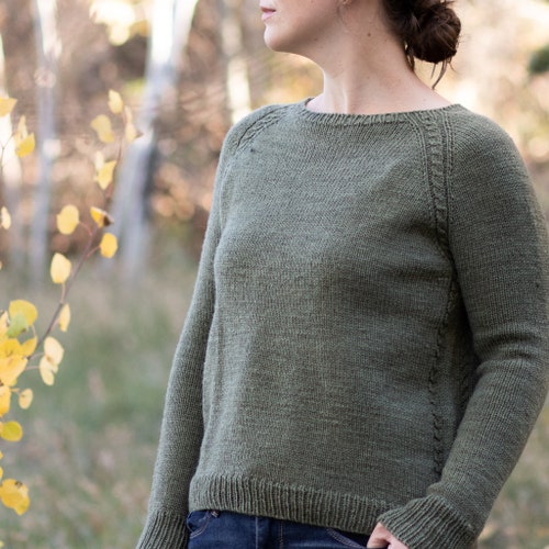 KNITTING PATTERN PDF Easy Raglan Sweater Knitting Pattern / - Etsy