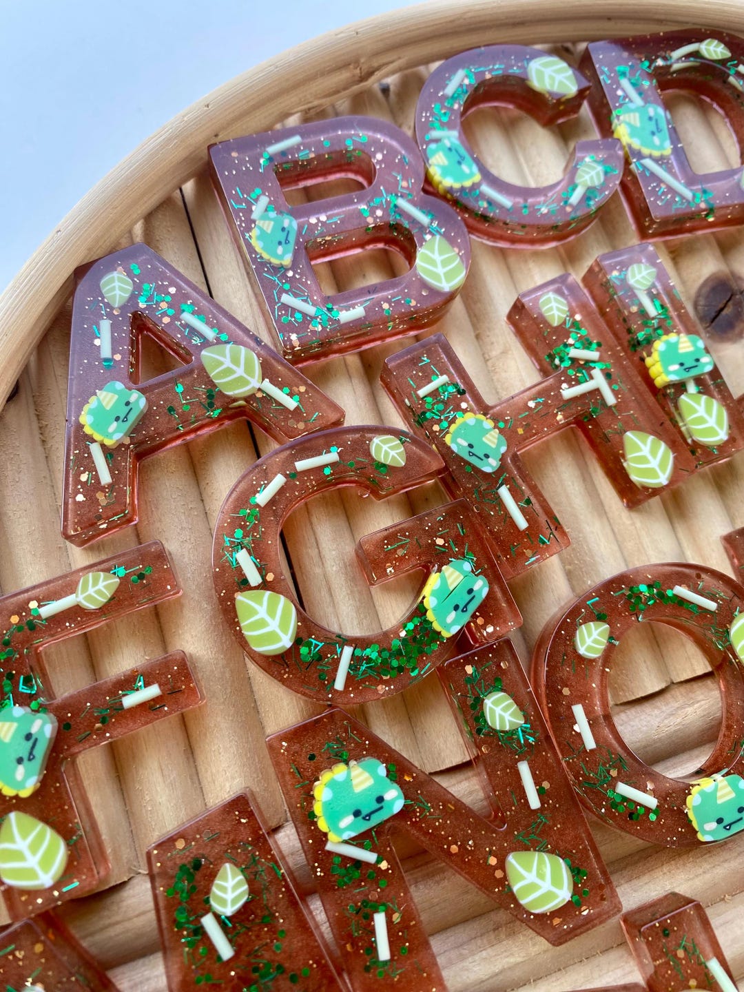 Dinosaur Alphabet Resin Letters, Uppercase ABC Set, Glitter Dino ...