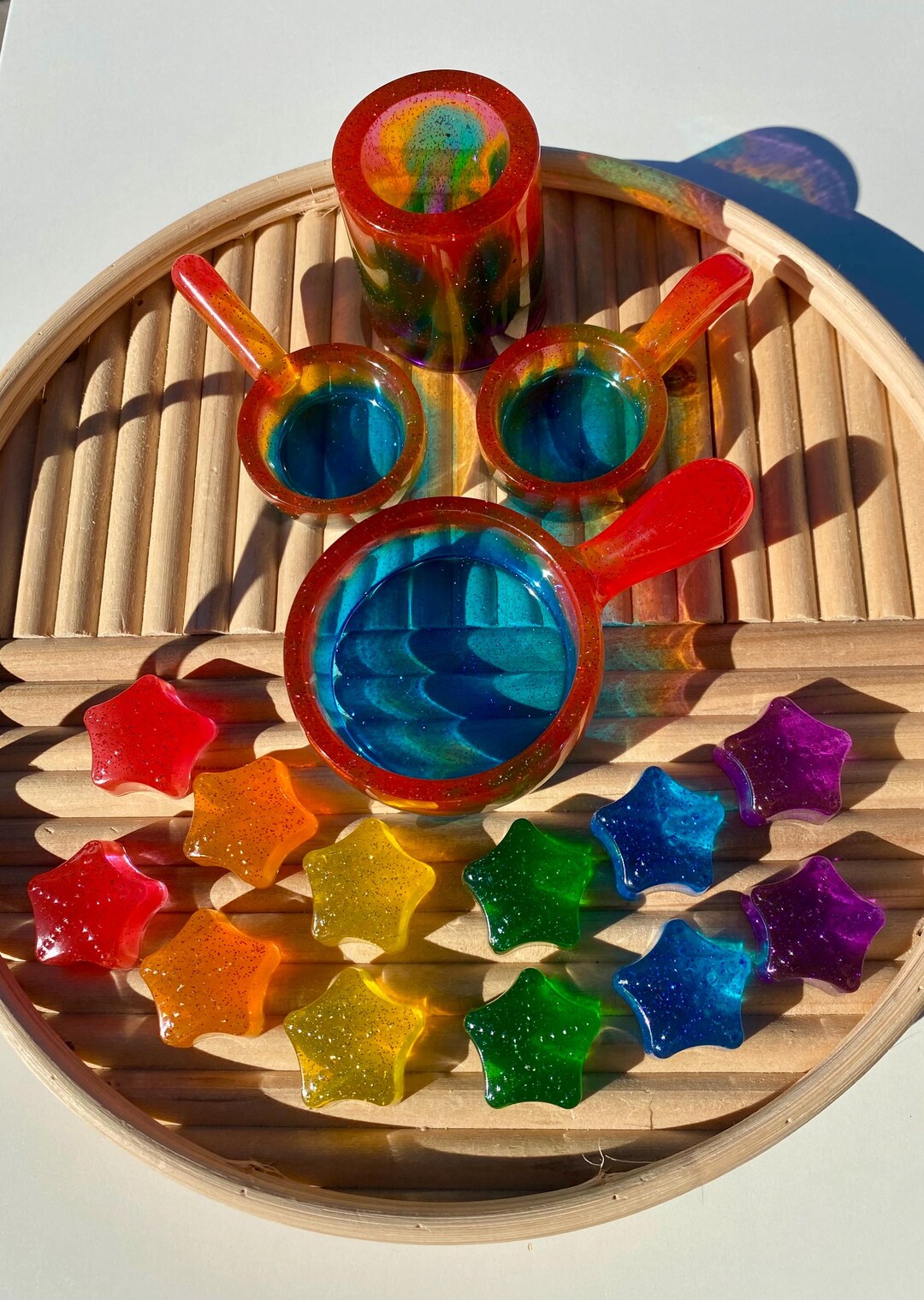 Rainbow Sensory Bin Toys Set, Sensory Counting Set, Tactile Learning ...