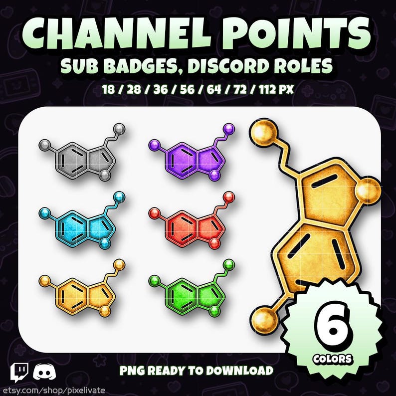 Serotonin Molecule Channel Points Icons – Wow Style Stream Emotes ...