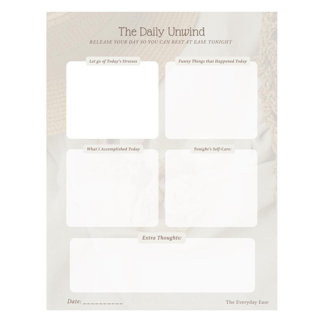 Daily Unwind Planner Printable | Evening Routine Checklist (digital ...