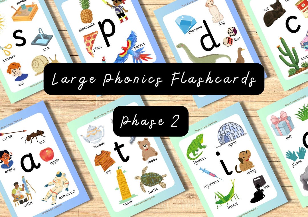 Phase 2 Phonics Large Flashcards Digital Download - Etsy UK