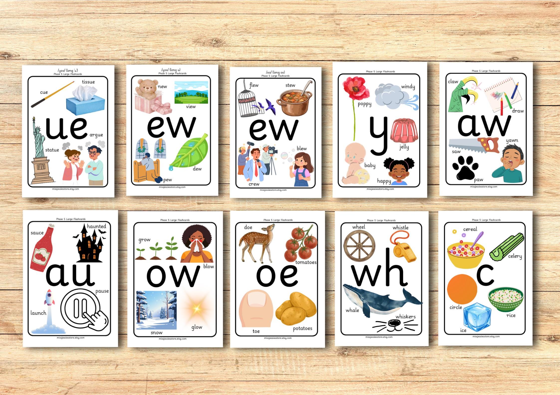 Phase 5 Phonics Large Flashcards Digital Download - Ink Friendly ...