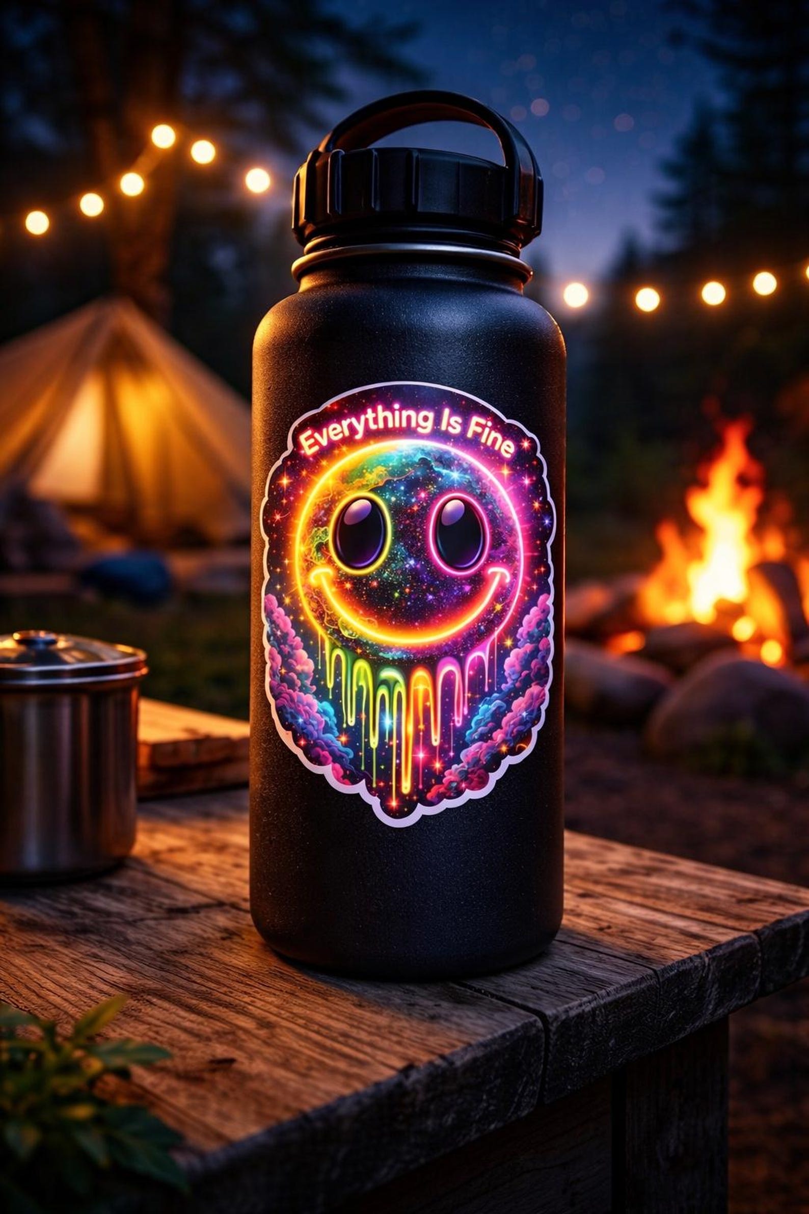 Smiley Face Vinyl Sticker – Funny Sarcastic Galaxy Neon Waterproof ...