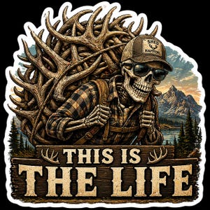 Shed Hunting Skeleton Sticker – Funny Mountain Outdoor Waterproof Vinyl ...