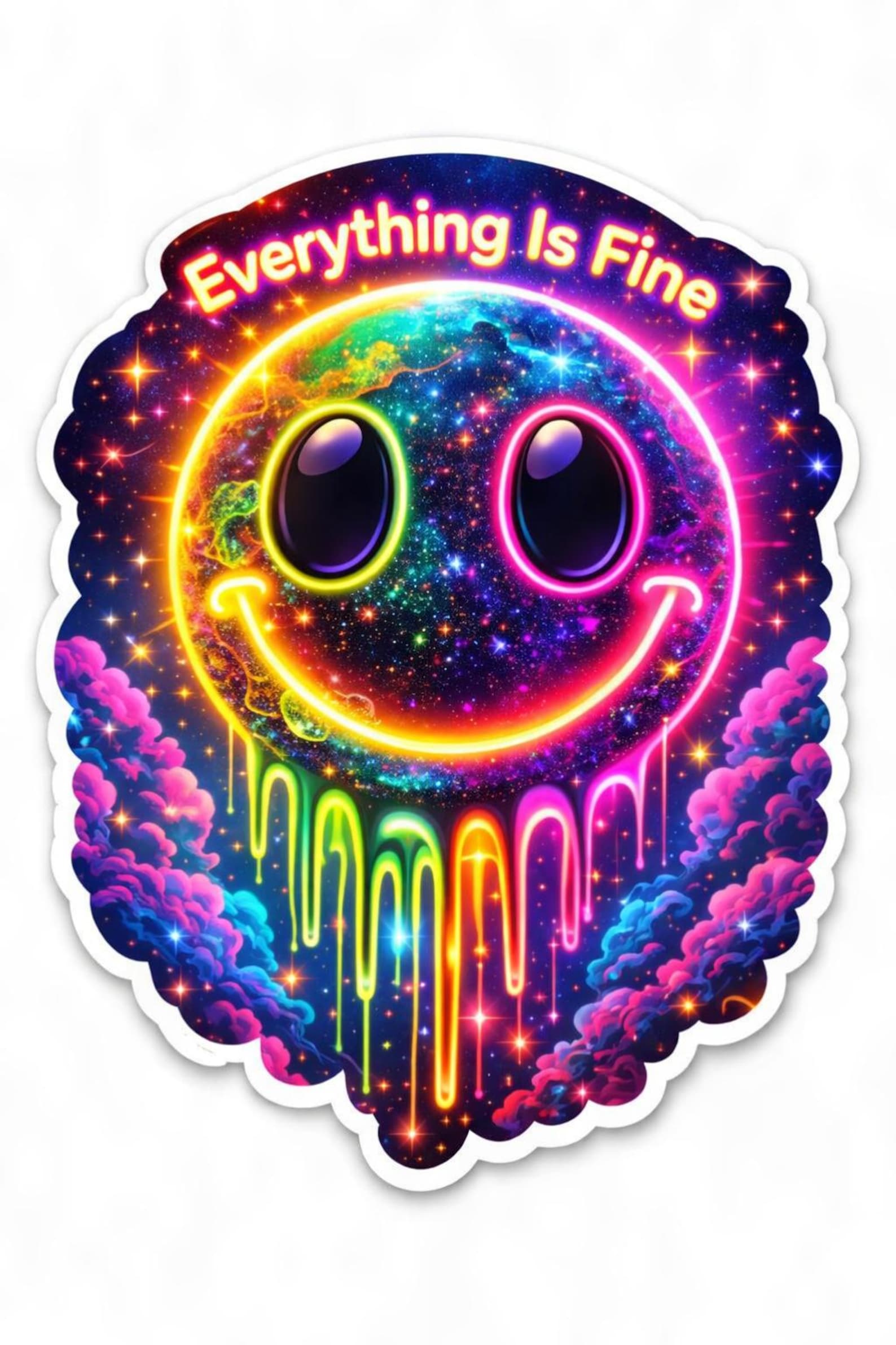Smiley Face Vinyl Sticker – Funny Sarcastic Galaxy Neon Waterproof ...
