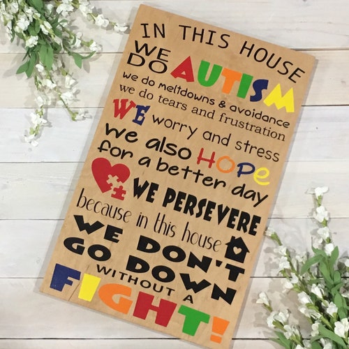 In This House We Do Autism Wooden Sign Handmade | Etsy