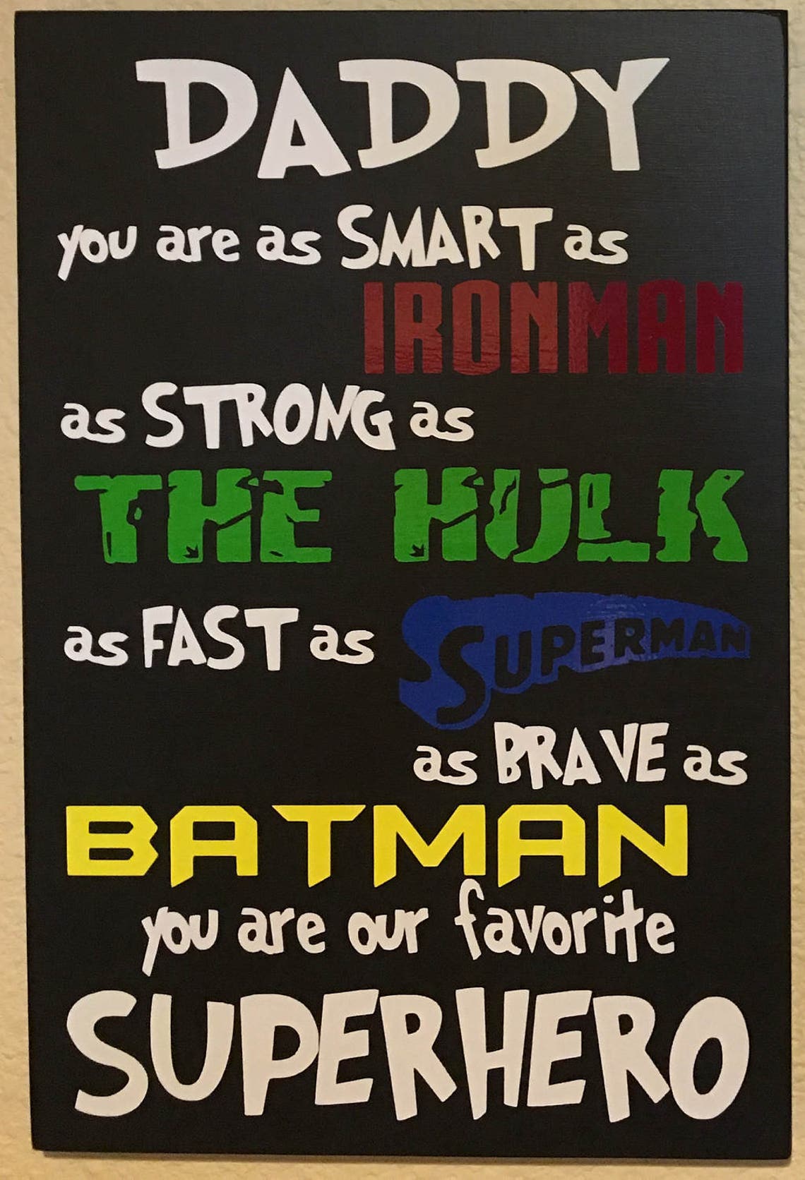 Daddy You Are My/our Favorite Superhero Handmade Sign Fathers Day Sign ...