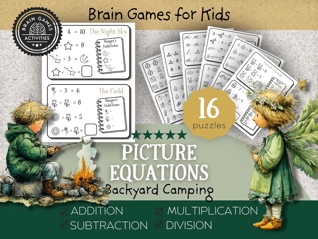 Picture Equations for 1st, 2nd, 3rd Grade | 16 Camping Themed Math ...