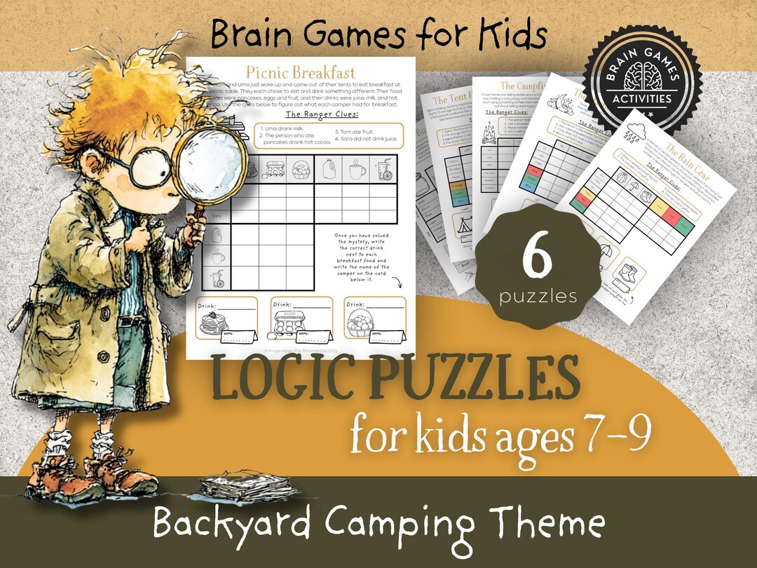 Logic Puzzles for Kids | 1st, 2nd, 3rd Grade | Camping Theme (A4 ...