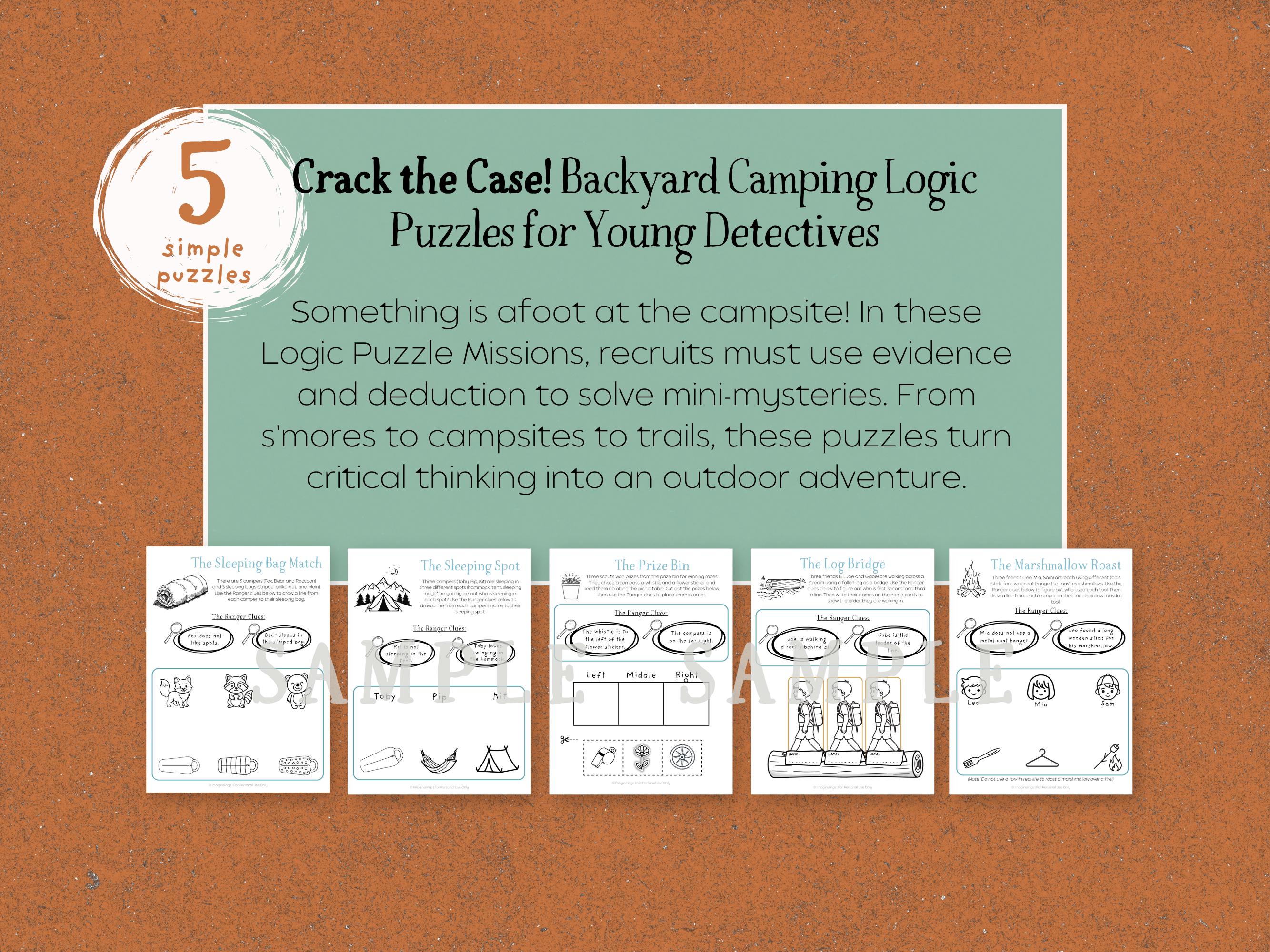 Logic Puzzles for Kids | Critical Thinking Skills | Camping Theme (A4 ...