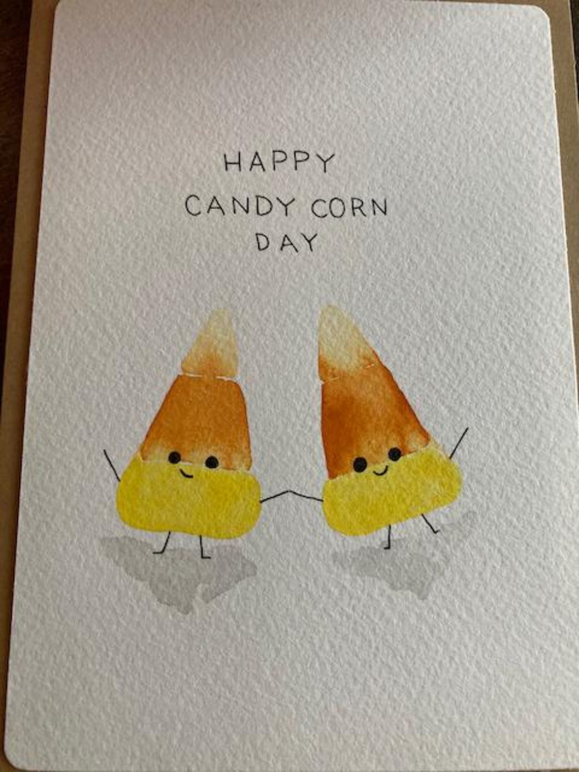 Hand Painted "happy Candy Corn Day" Blank Greeting Card - Etsy
