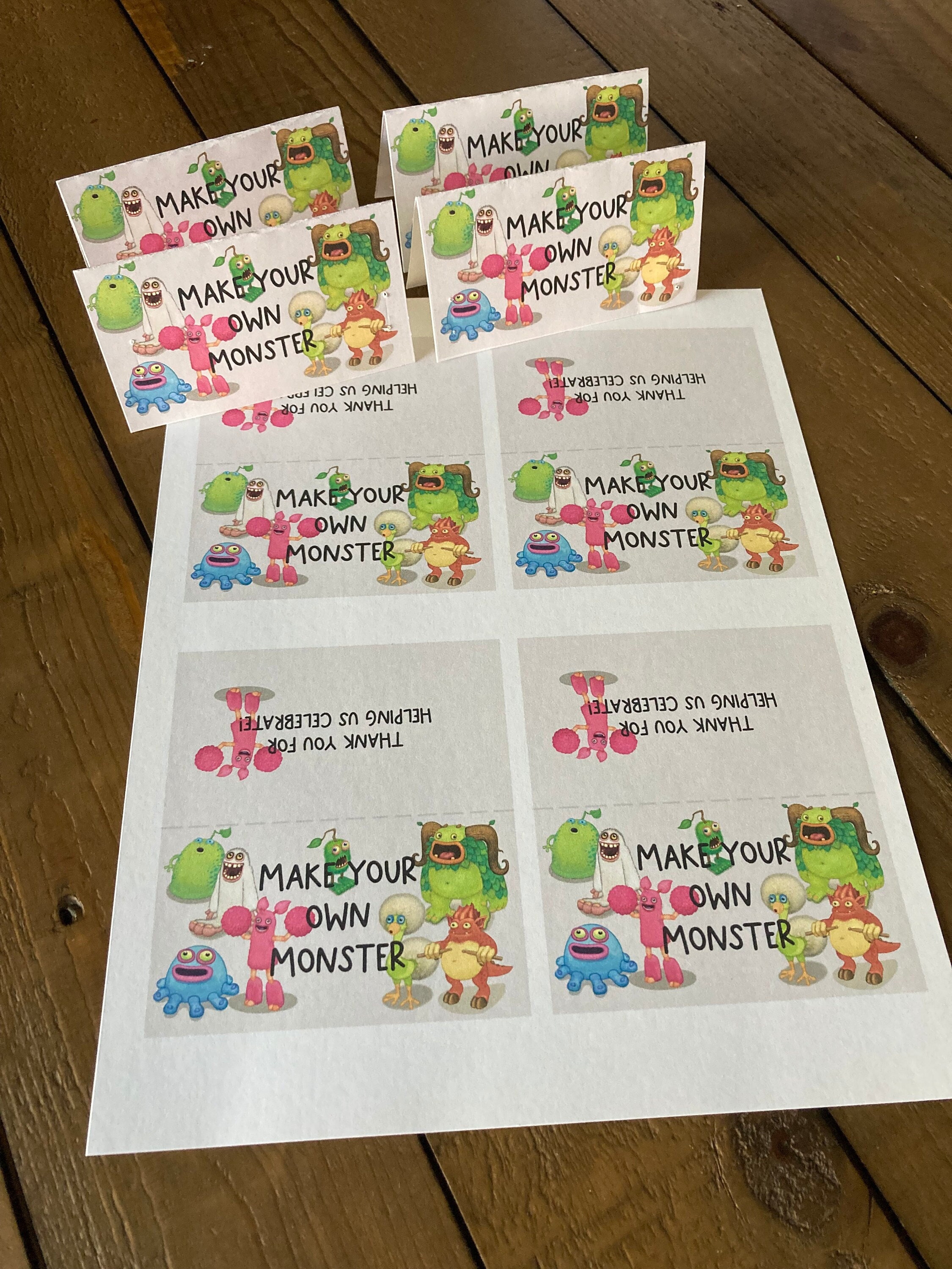 My Singing Monsters Printable Party Favor Tags .pdf Printable - Etsy