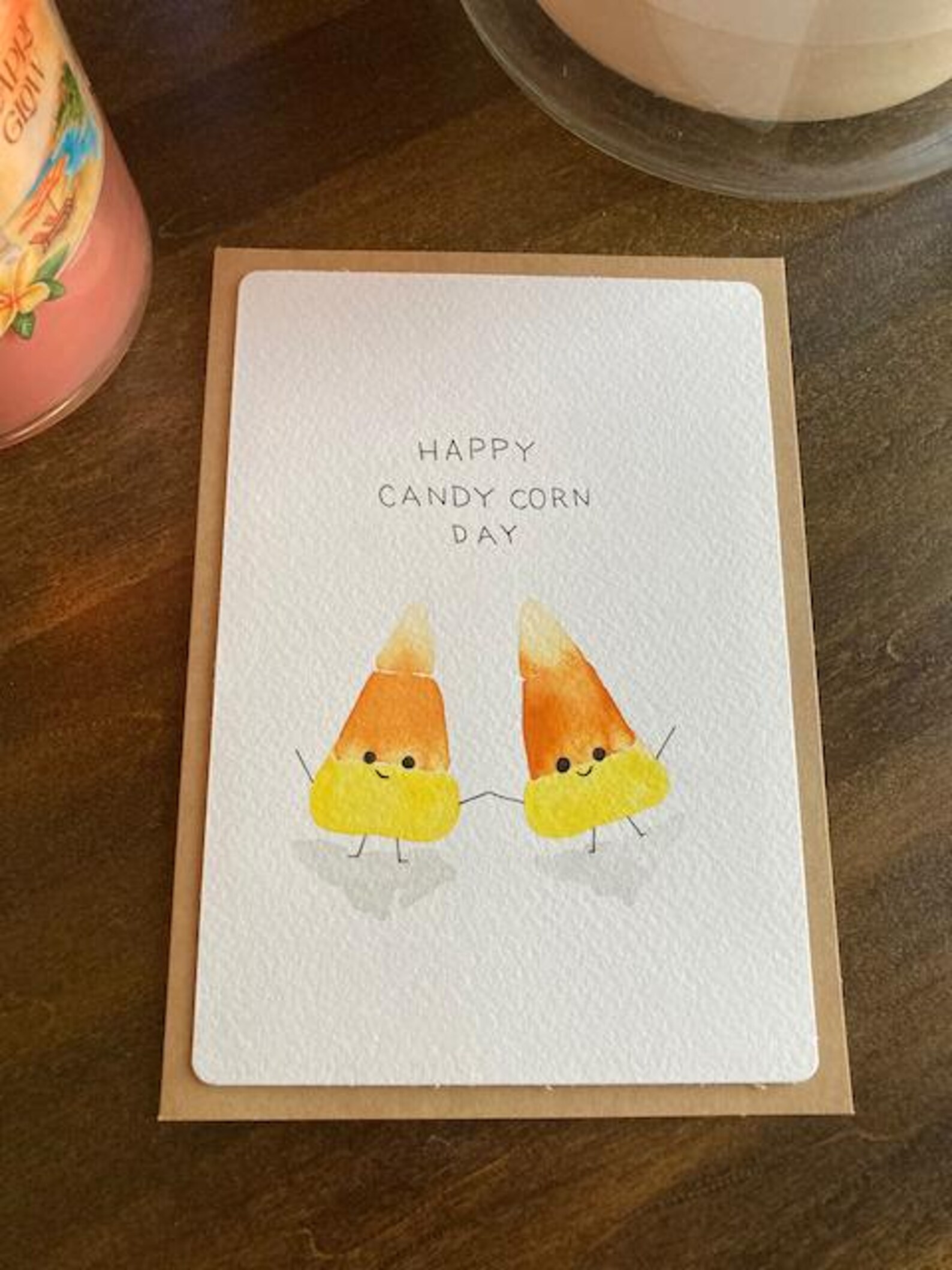 Hand Painted "happy Candy Corn Day" Blank Greeting Card - Etsy