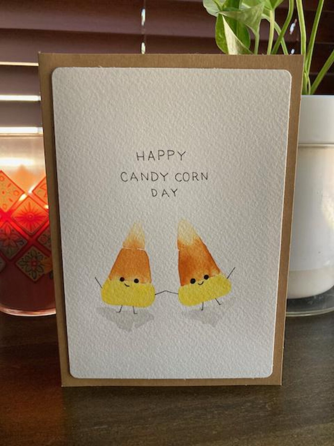 Hand Painted "happy Candy Corn Day" Blank Greeting Card - Etsy