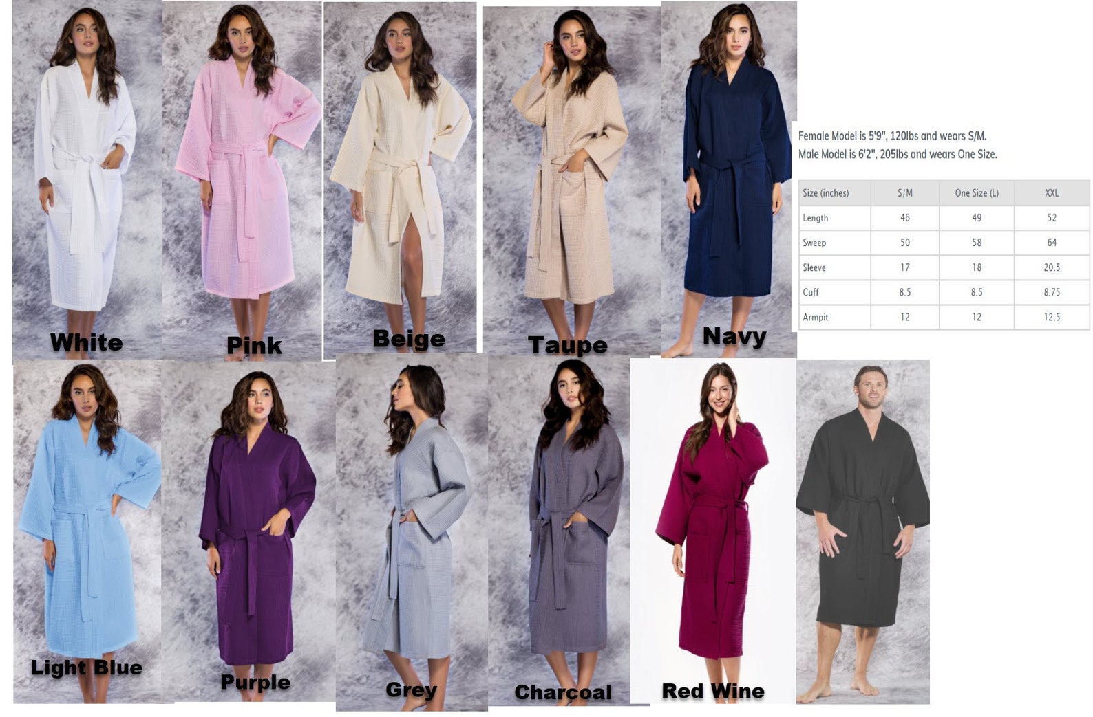 One Monogrammed Long Waffle Weave Spa Robe Personalized | Etsy