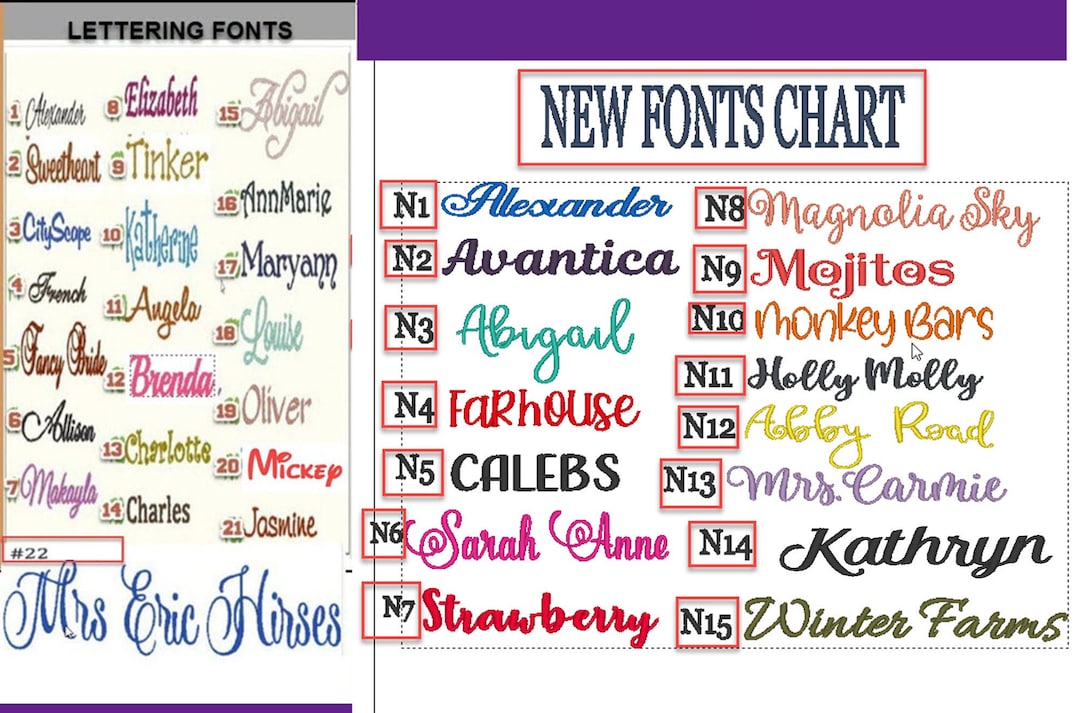 Samples of FONTS, DESIGNS - Etsy