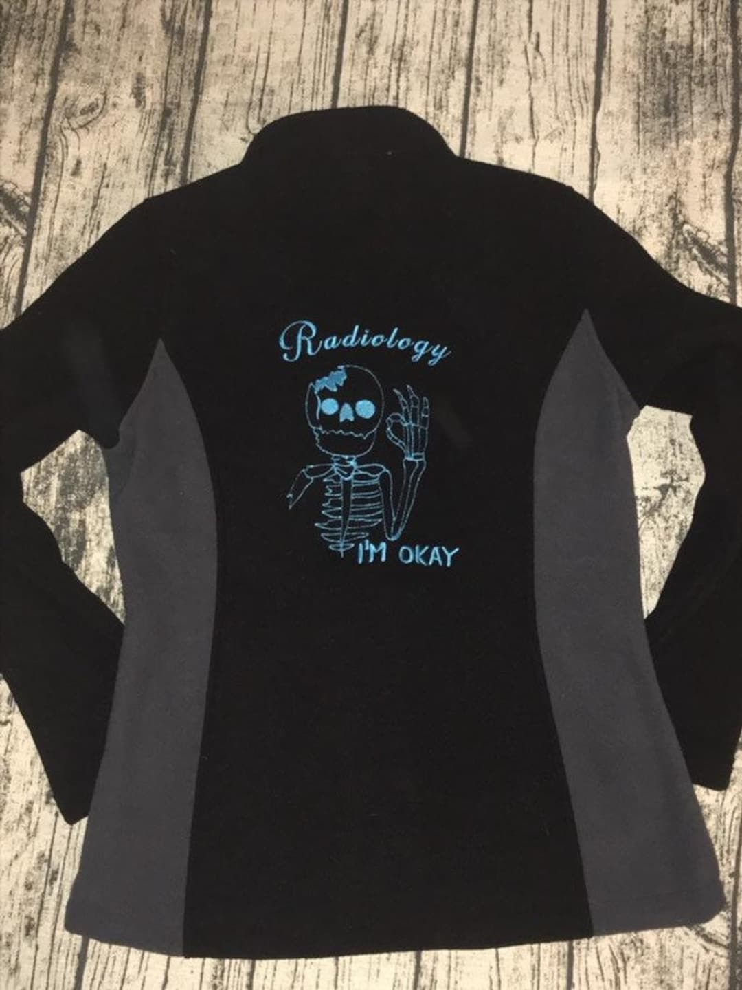 Radiology Jacket, Color Block Embroidered Medical Full Zip Jacket, Arm ...