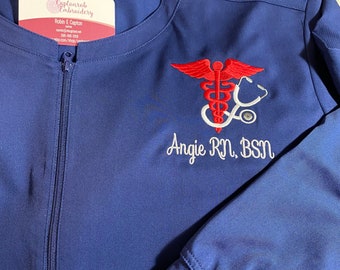 Embroidered Scrub Jacket - Etsy