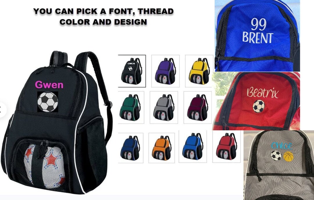 Embroidered Soccer Bag W/name , Soccer Ball Soccer Backpack, Name ...