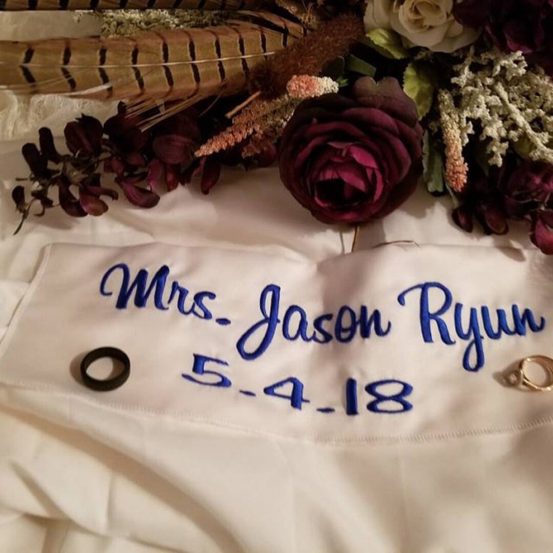 Blue Dress Tag, Name Patch for Hem of Wedding Dress , Wedding Dress ...