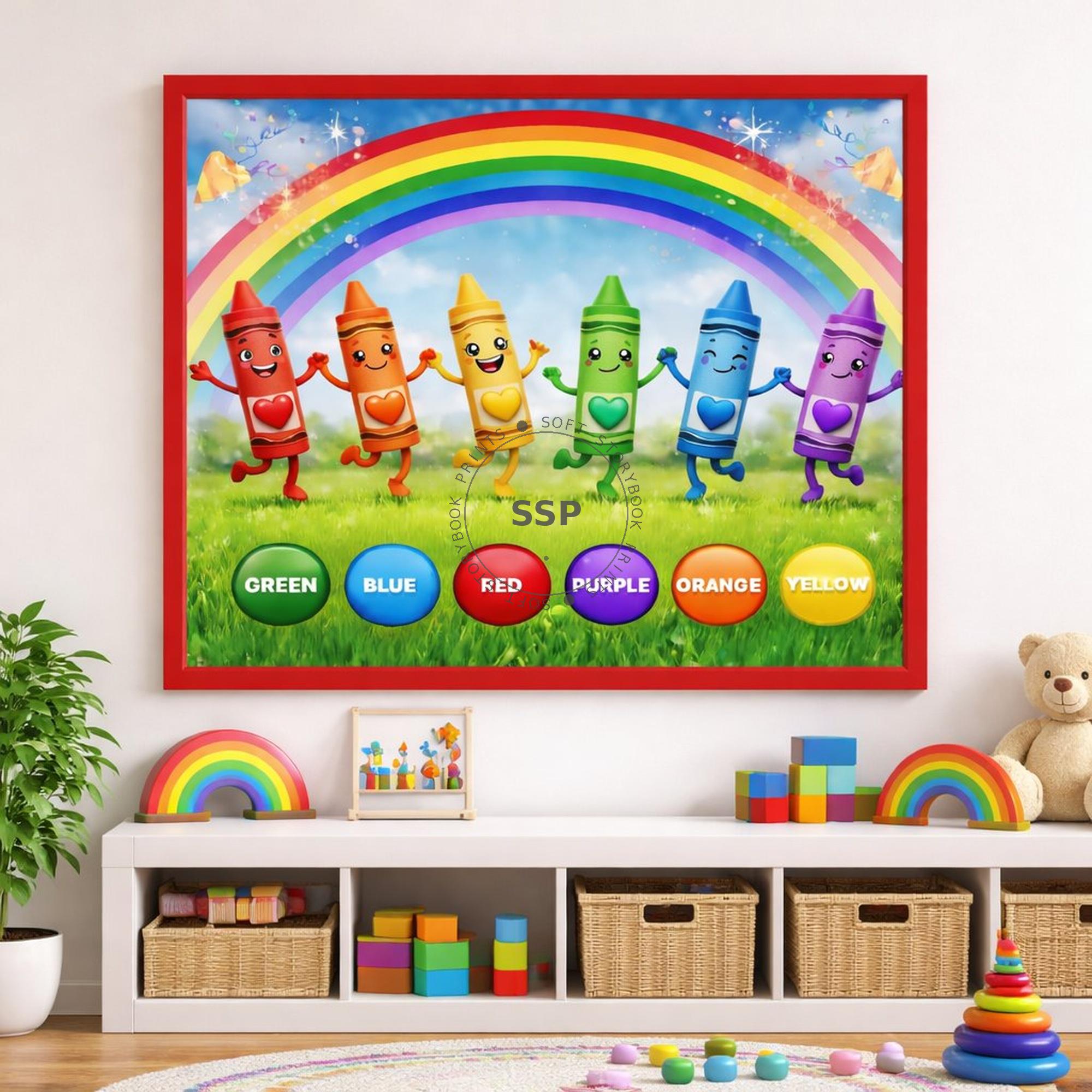 Rainbow Crayon Friends Colors Wall Art | Toddler Classroom | Preschool ...