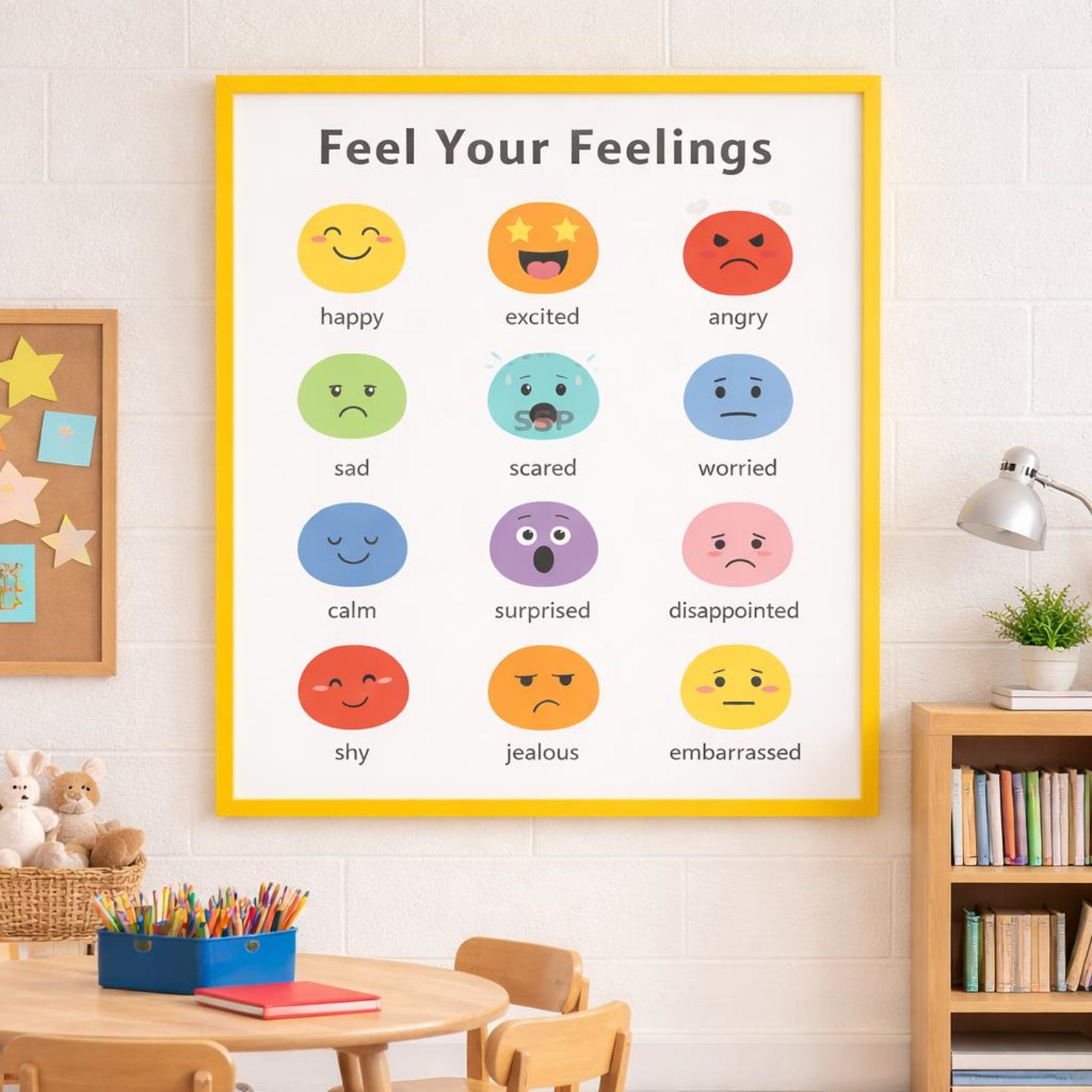 Kids Emotions Chart Wall Art Print | Feel Your Feelings Poster Boys ...