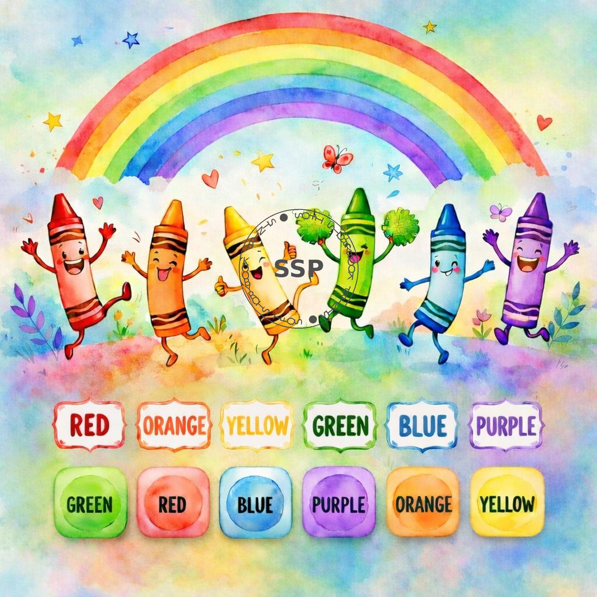 Rainbow Crayon Friends Wall Art | Color Learning Print | Classroom ...