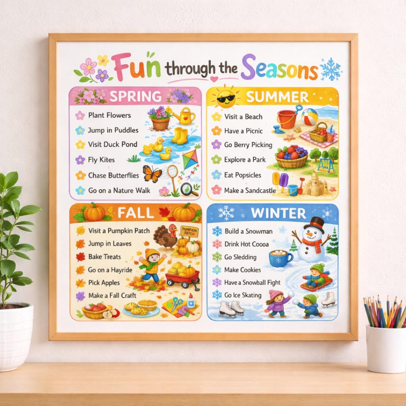 Fun Through the Seasons Chart | Kids Classroom Wall Art | Homeschool ...