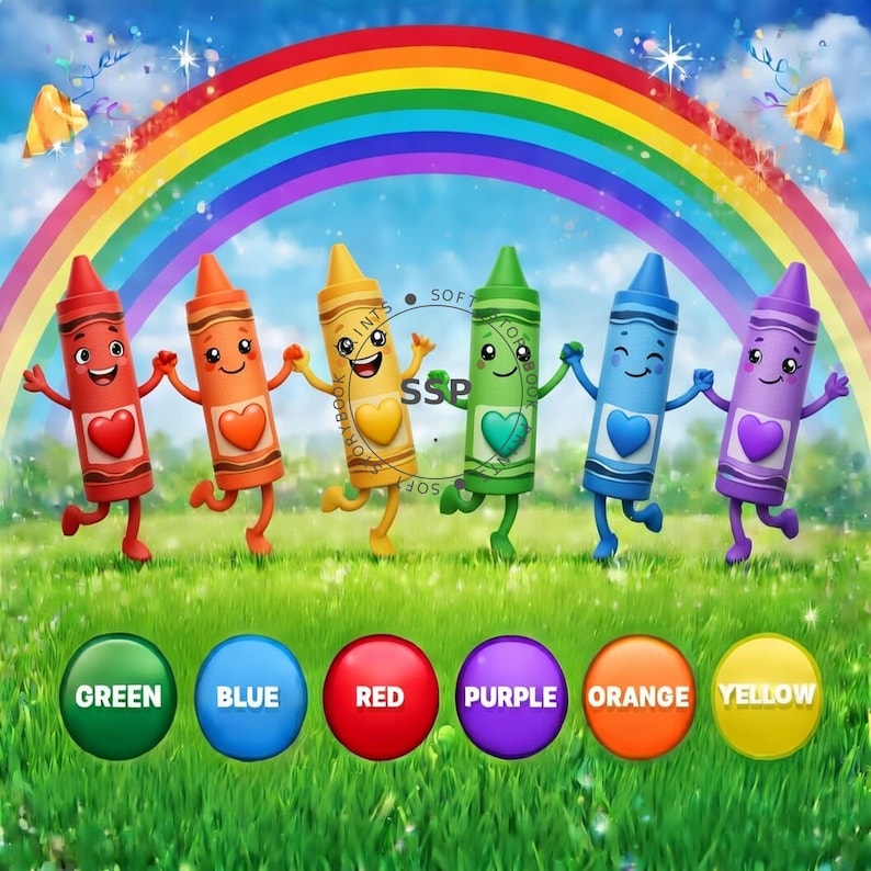 Rainbow Crayon Friends Colors Wall Art | Toddler Classroom | Preschool ...