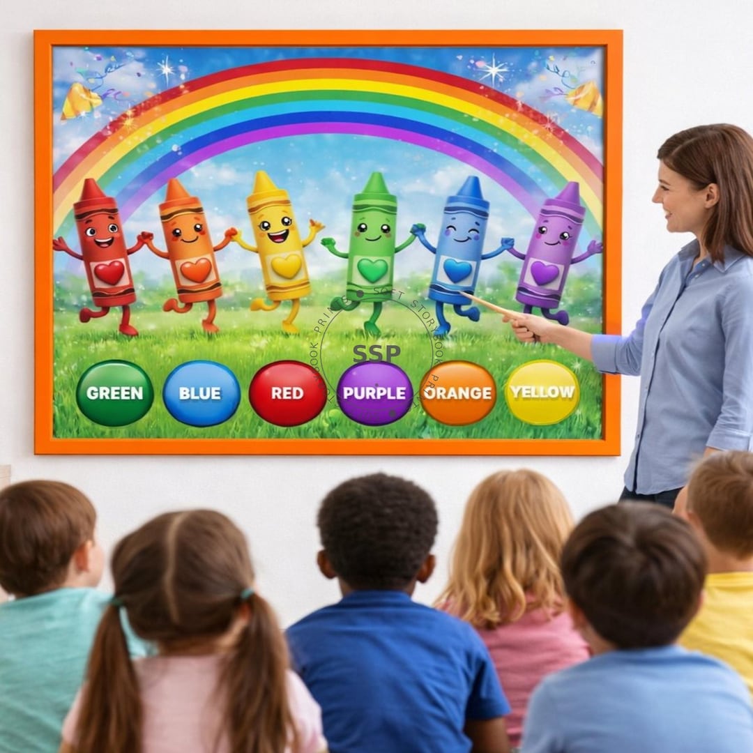 Rainbow Crayon Friends Colors Wall Art | Toddler Classroom | Preschool ...