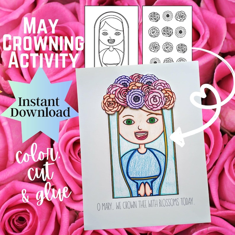 May Crowning Activity, May Crowning Craft, Printable Coloring Catholic ...
