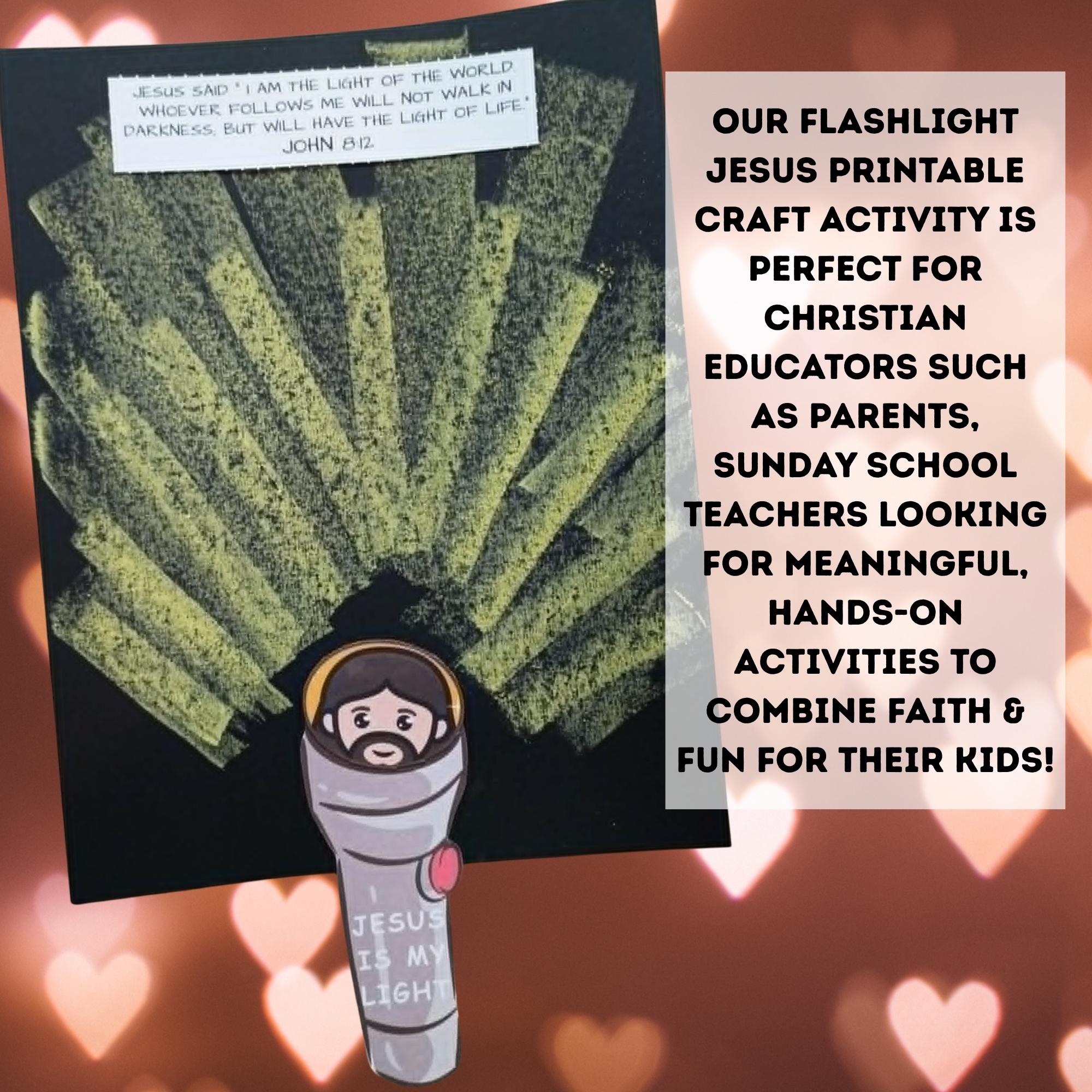 Flashlight Bible Verse Craft: Jesus is the Light, Kids Christian Chalk ...