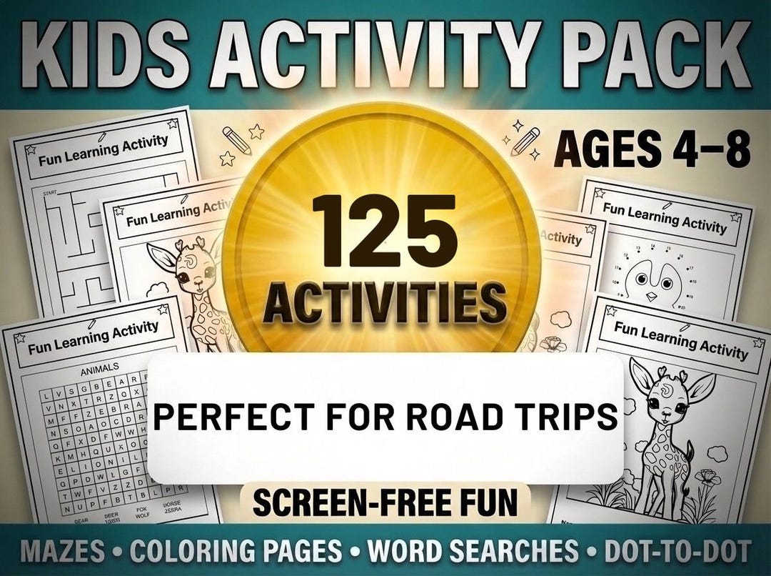 Kids Printable Activity Pack 125 Worksheets Ages 4-8, Mazes Coloring ...