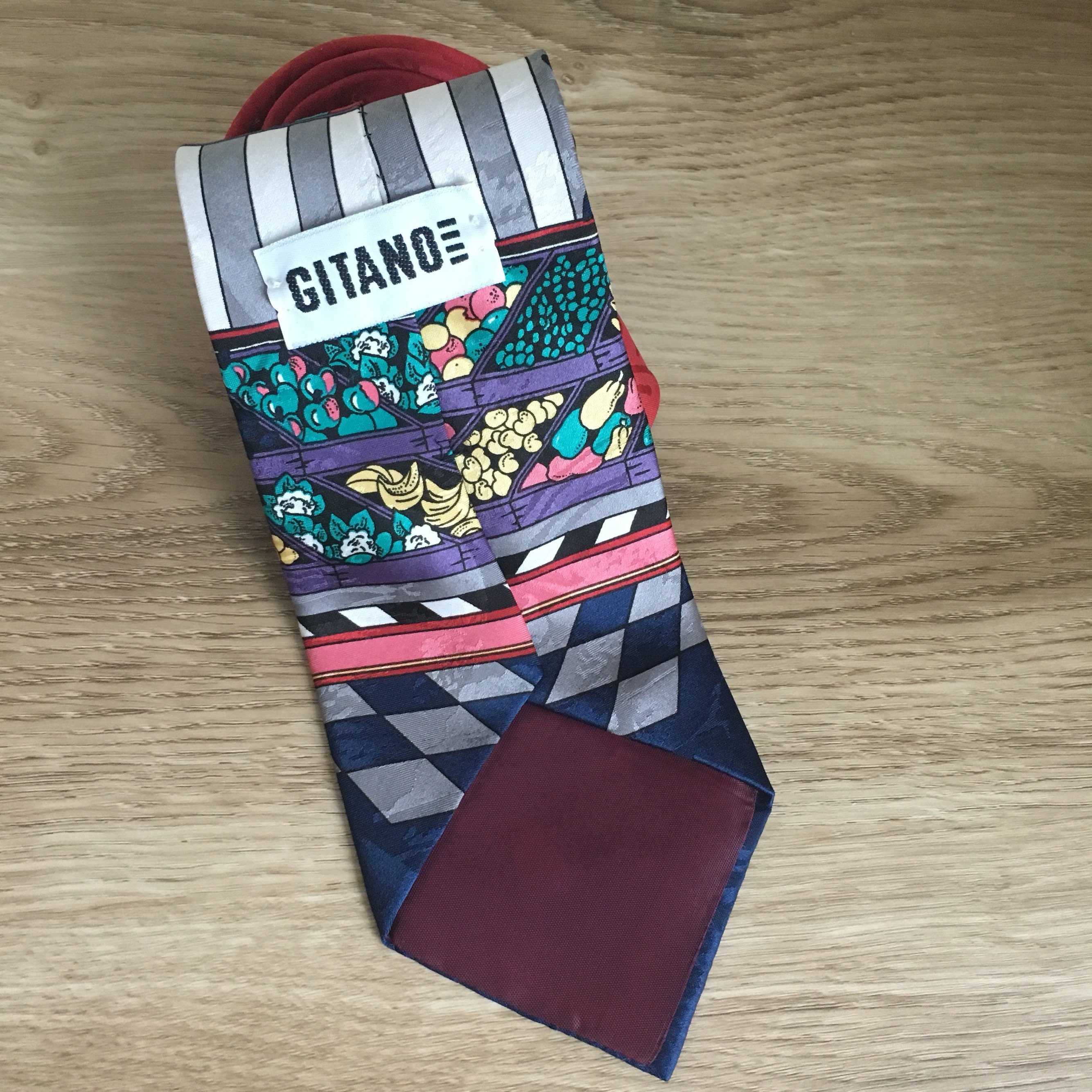 Tutti Fruti Tie by Gitano, 80s Tie, 90s Tie, Fruit Stand, Farmer's ...