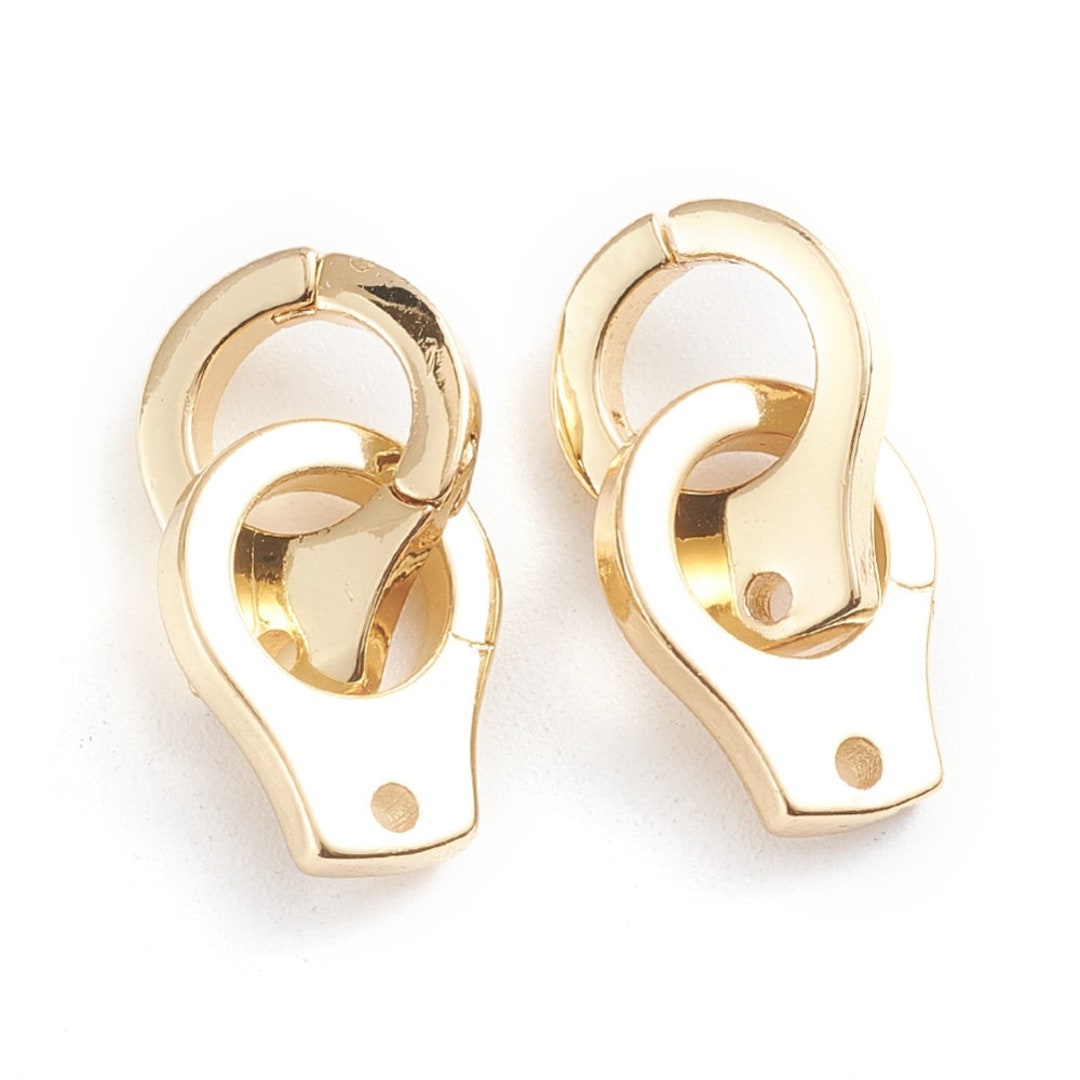 Gold Handcuffs * Brass Interlocking Clasps * Long-lasting Plated * Real ...