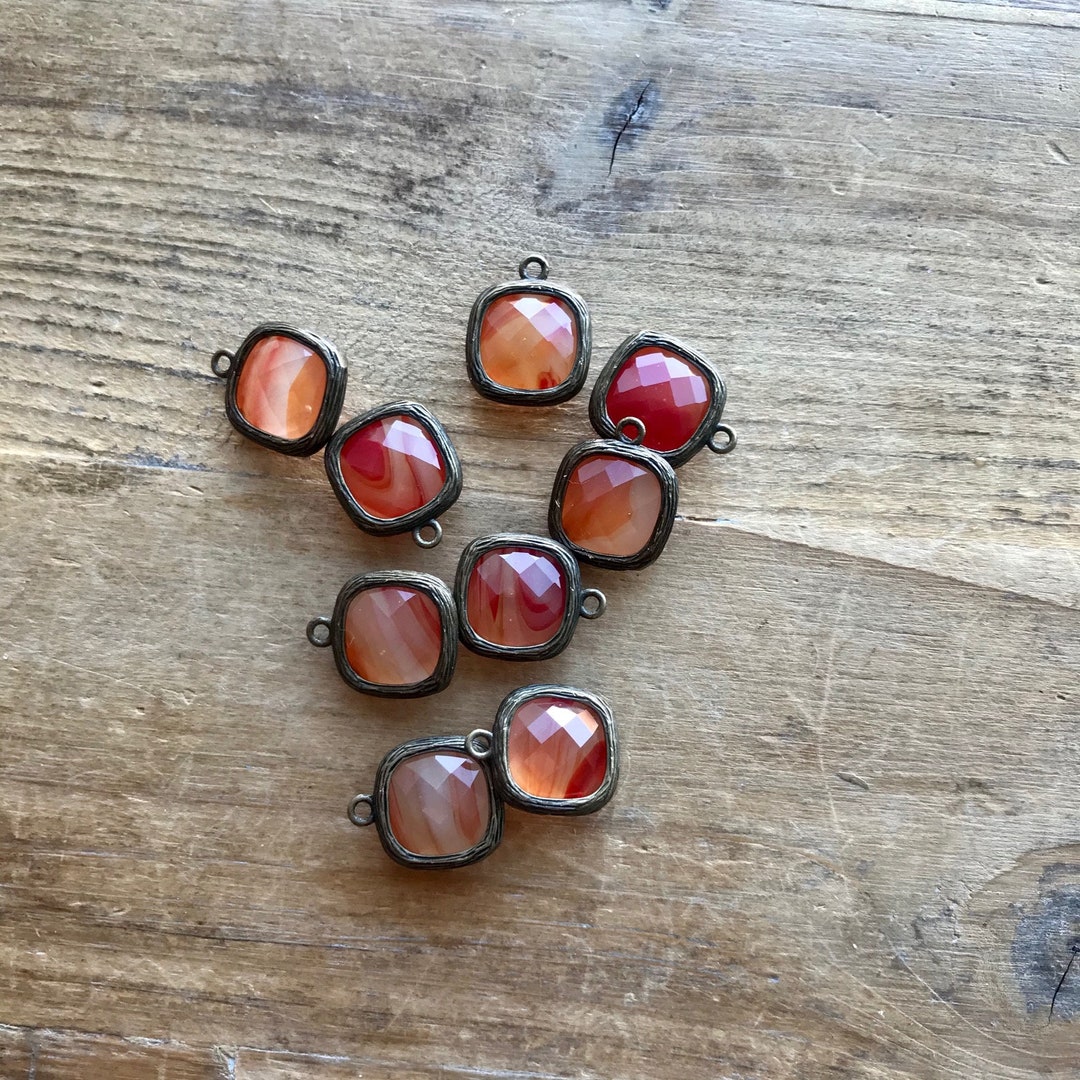 4 Square Shape Rhinestone, Red Stone Drop Gem, Baho Bezel Gemstone ...