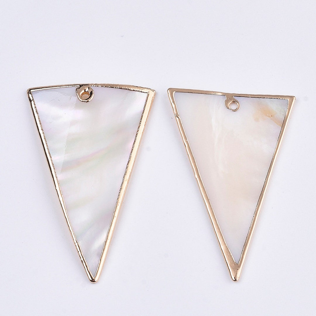 1- Natural Freshwater Triangle Shell Pendant • Edge Brass Gold Plated ...