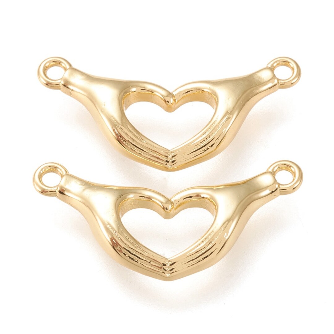 Hands Making Heart Link Connector Charm • Gold • Hand With Heart ...