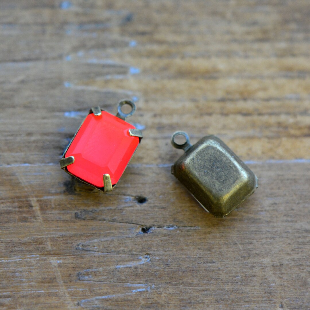 4-antique Intaglio Pendant, Bright Red Gradient Crystal Gem, Intaglio ...