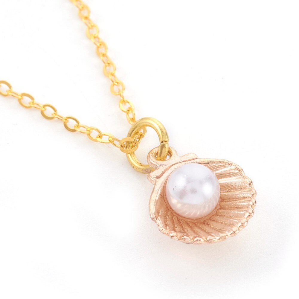 Clam Shell Necklace With Pearl Scallop Shell 24k Gold Plated | Etsy