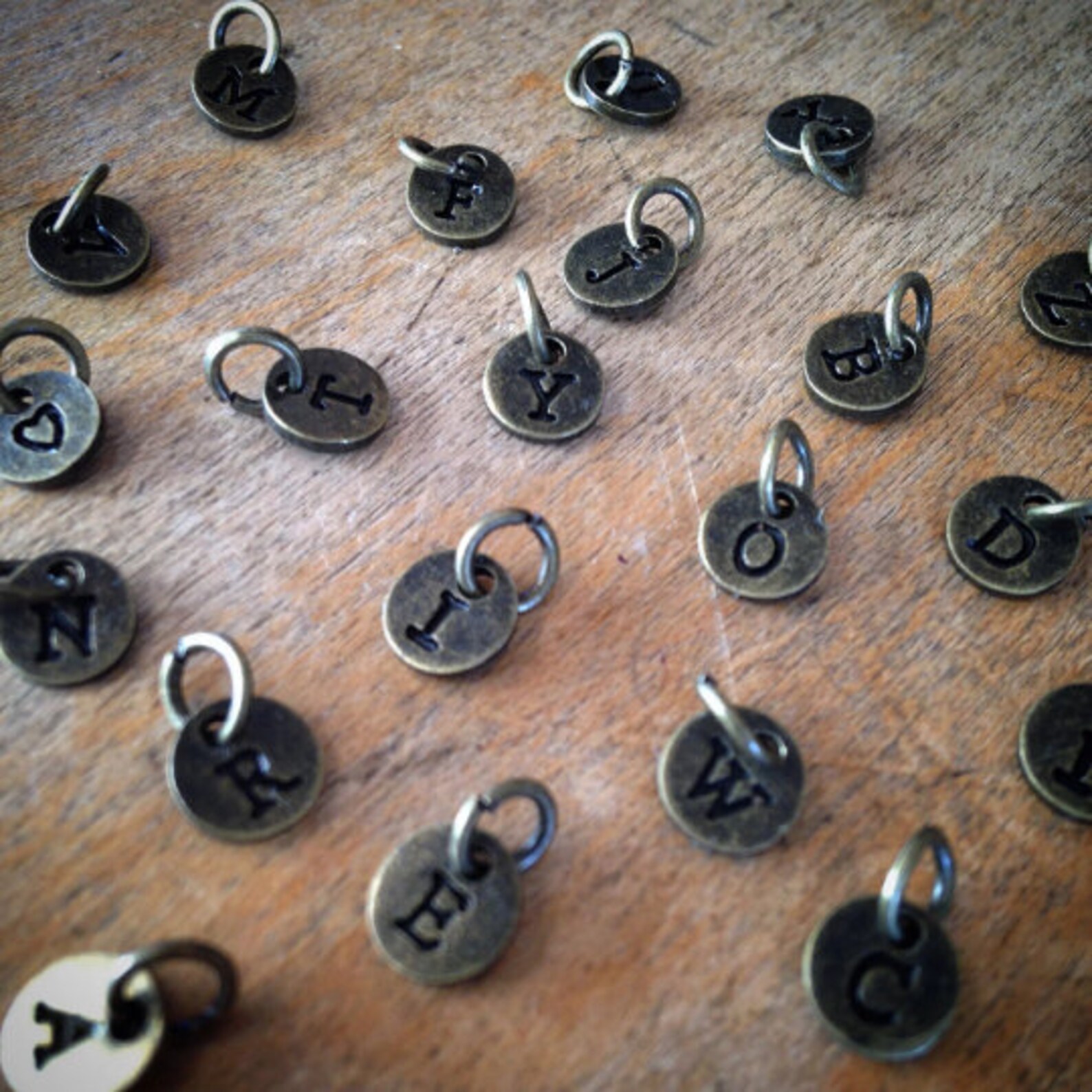 Stamped Monogram Charm, PICK ANY LETTER A-Z, 6mm Diameter, Gold Finish ...