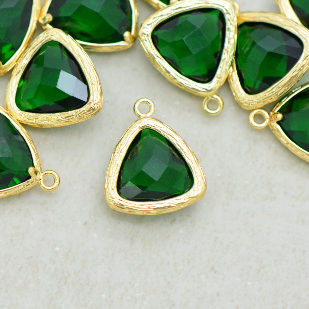 4 Triangle Emerald Crystal, Zircon Pendant Charm, Geometric Shape ...