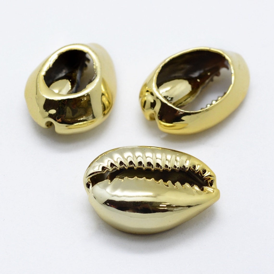 5-REAL Large Snakehead Cowrie Shell With 24k Gold Dipped Bead - Etsy