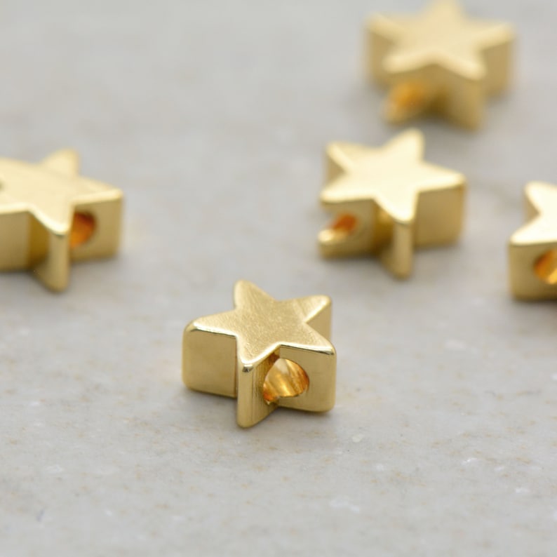 7 Gold Star Bead 24k Gold Plated Brass Star Bead Tiny - Etsy