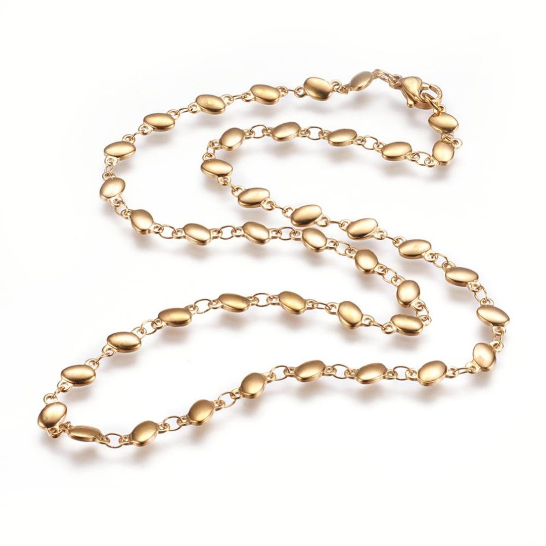 5 - 18" Oval Round Chain Link • 24k GOLD Dipped Surgical Stainless ...